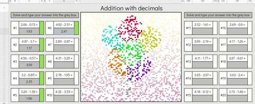 Digital Math Pixel Art | Mystery Picture 5th Grade Fluency Decimal Addition
