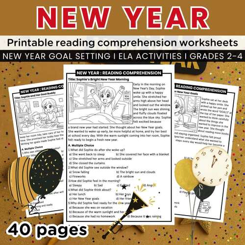 New Year Goal Setting Reading Comprehension Worksheets,Winter Passages ...