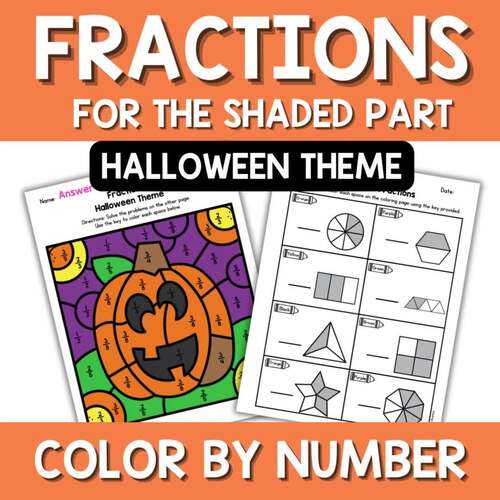 Halloween Fractions Color by Number Code Fun Math Center Station Activity