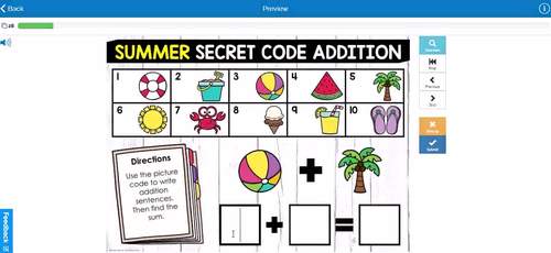 Summer Boom Cards Secret Code Addition to 10 by The KNA Shop | TPT
