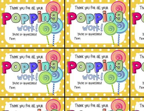 Lollipop (Blow Pop) Teacher (Staff) Appreciation Treat Tag | TPT