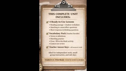 Ready to Print. Ready to Use. 4 WWI Lessons + Unit Vocabulary. High School