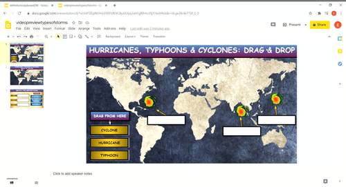 Hurricanes, Cyclones & Typhoons: Drag & Drop Powerpoint. Google Slides.