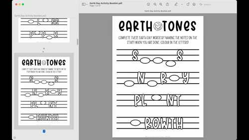 Earth Day Music Activity Booklet | Printables by musicpluscoffee