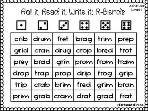 Blends Phonics Games: Roll it, Read it, Write it by Fortunate Firstie
