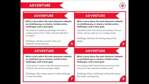 Spark A Story: 64 Narrative Writing Prompts Task Cards | Genre-Based ...