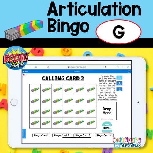 G Articulation Games Boom Cards Bingo Game Distance Learning | TPT