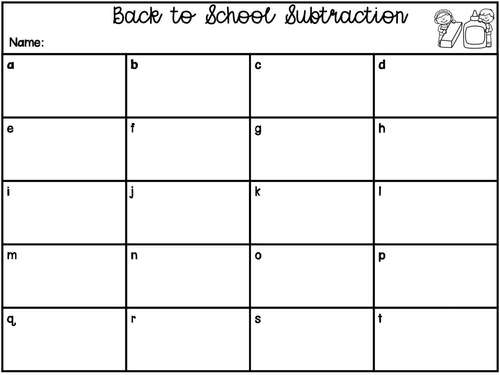 Back to School Subtraction within 20 by Erika Deane | TPT