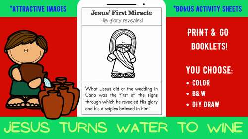 Bible Stories: Jesus Turns Water To Wine by WorldSkoolie | TPT