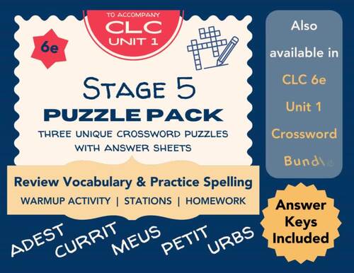 CLC Stage 5 Crosswords (Cambridge Latin Vocab - 5th edition) | TPT