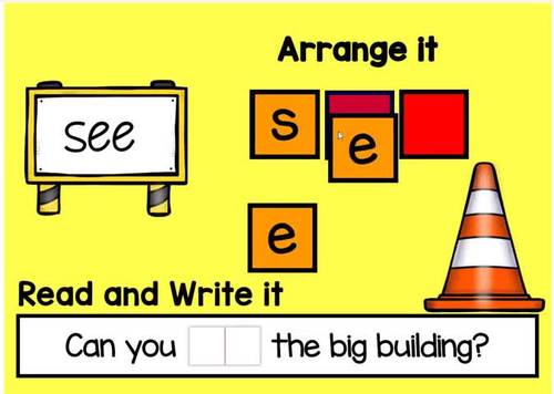 Sight Word Construction (Pack 3) by Boom Cards by Miss Rainbow Education