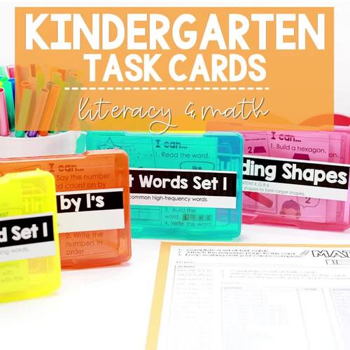 45+ Task Cards for Kindergarten Literacy Skills & Activities for Centers