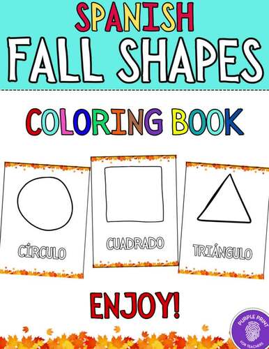 Fall-themed Spanish 2D Shapes Recognition Coloring Book For Kindergarten