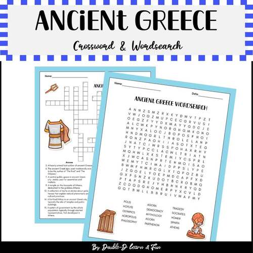 Ancient Greece Crossword & Wordsearch 6-12 MorningWork Social Studies ...