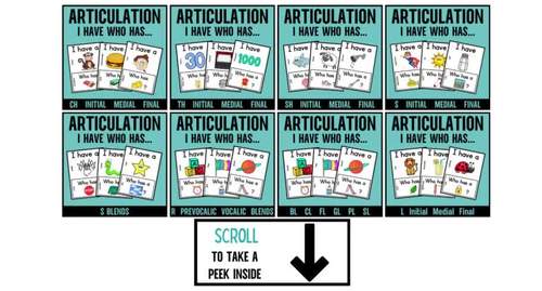 Bundle - I Have Who Has Articulation Card Games for Speech Therapy