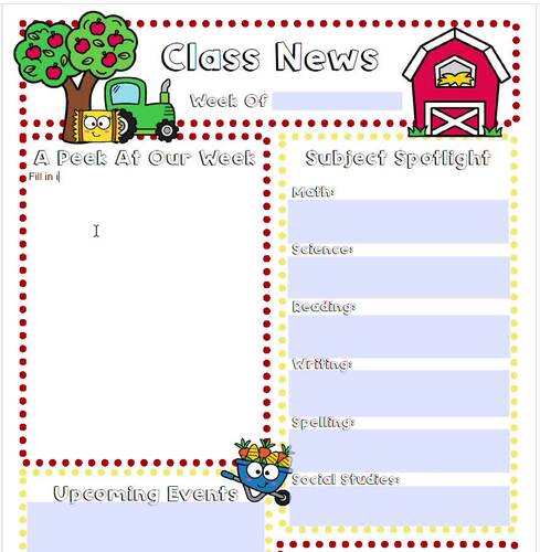 September Newsletter Fillable by Simplify and Teach | TPT
