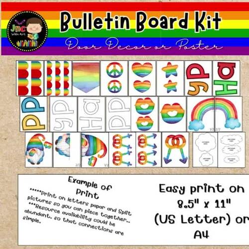 Pride Month Bulletin Board Classroom Display Door Decor Kit Printable ...