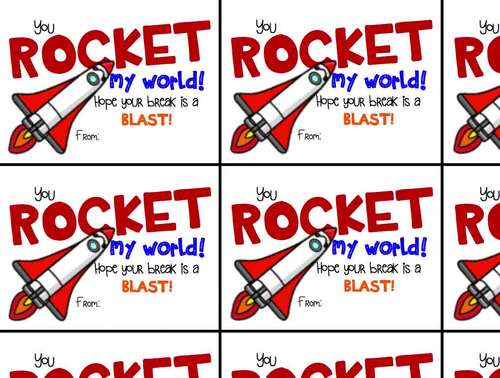 Rocket Christmas (Winter Break) Holiday Gift Tag- You Rocket my world!