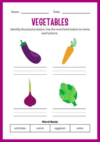 Kindergarten Workbook: Fun and Colorful ESL Vegetable Worksheets for Kids