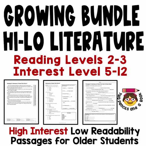 Growing Bundle Hi-Lo CLASSIC LIT Reading Comprehension and Fluency Passages