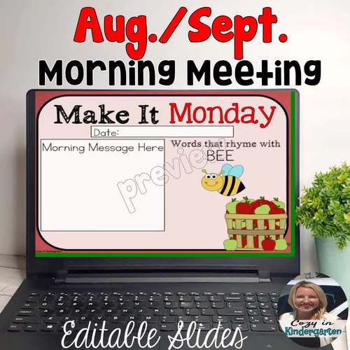 Back to School Morning Message Slides | Kindergarten Meeting Prompts