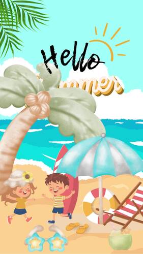 Happy Summer Beach Day – Cute Kids Clip Art Pack by Teerux Design