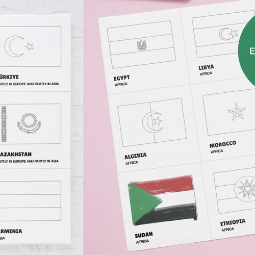 Flags of the World Coloring Book - Printable Educational Coloring Activity
