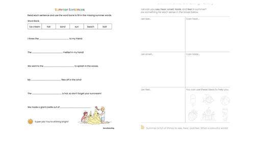 Summer Workbook for Kids | 18 Reading, Writing, Sorting, and Thinking ...