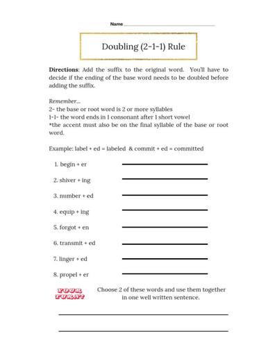 Doubling Rule (2-1-1) & Y Rule Activities (508-510) by Ms. Wait's Fun ...