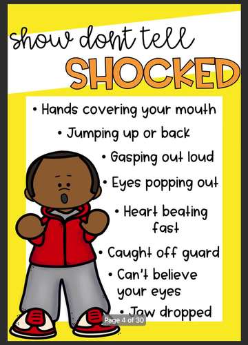 Show Don't Tell Writing Poster Display Charts by Teaching with Mrs Wildy