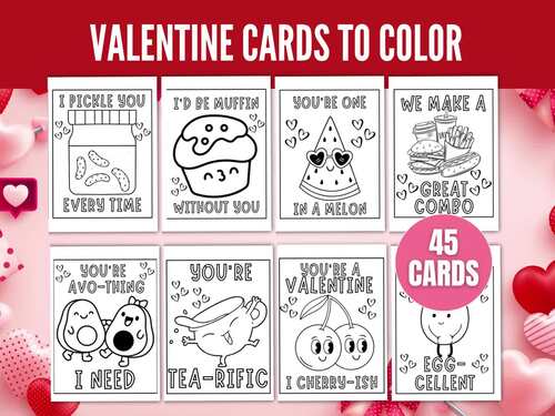 45 Printable Valentine Cards to Color for Kids (Classroom Exchanges)