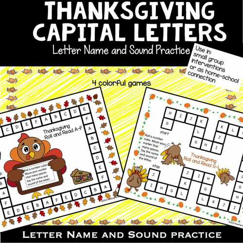 4 Thanksgiving Capital Letter Recognition and Sound Games - PreK ...