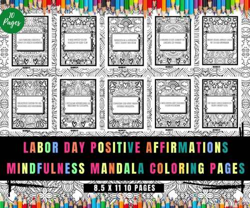 Labor Day Coloring Sheets Positive Affirmations & Mindset Growth ...