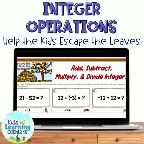 Integer Operations Practice - Fall Theme Math Escape Activity | TPT