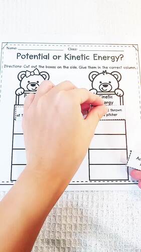 Potential or Kinetic Energy – Cut and Paste Sorting Activity | TPT