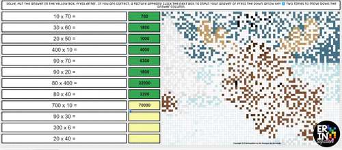 Winter Animals Pixel Art Math for New Year's: Multiplying by Tens and ...