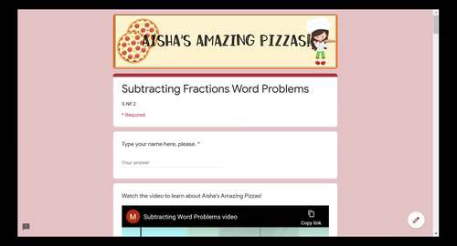 Subtracting Fractions Google Form Bundle - Videos - Distance Learning