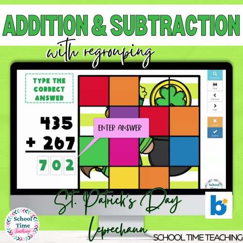 St Patricks Day Addition & Subtraction Uncover the Picture BOOM Cards