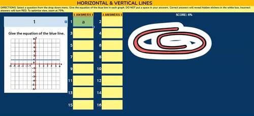 Graphing Horizontal and Vertical Lines Sticker Reveal Activity | TPT