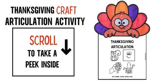Thanksgiving Turkey Articulation Craft for Speech Therapy: Complex Clusters