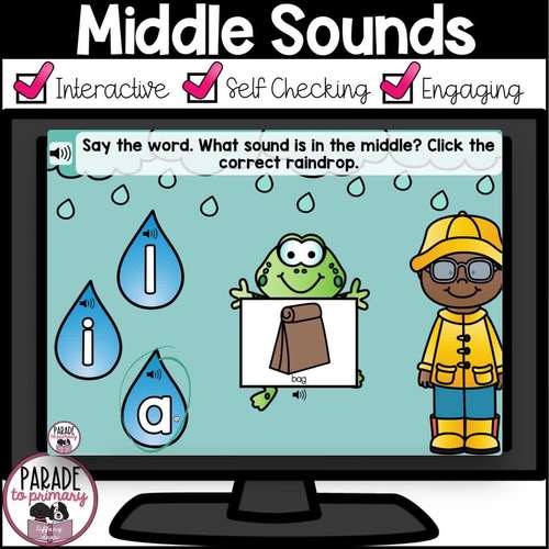 DIGITAL Middle Sounds Activities - Phonics Boom Cards - Preschool ...