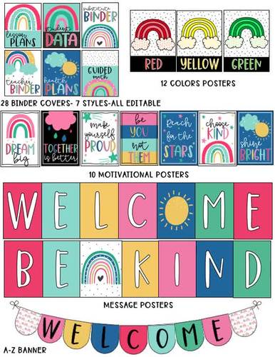Rainbow Classroom Decor Set by Sandy's Schoolhouse Style | TpT