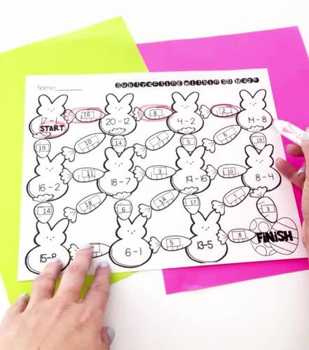 Addition and Subtraction Worksheets| Math Center | Math Facts | Spring