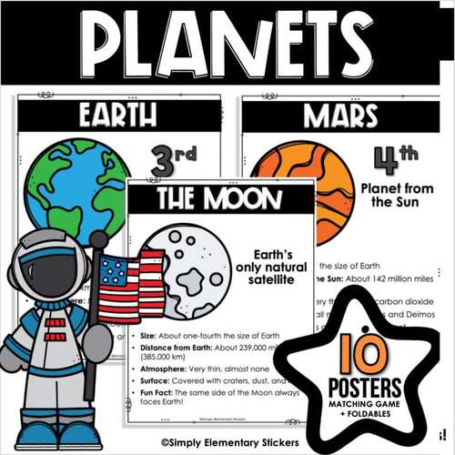 Planets Of The Solar System Poster Activities, Vocabulary & Matching Game
