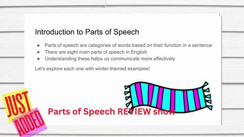 WINTER Mad Libs Grammar Game Fun- digital google slides -gr 4-7- January