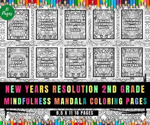 New Years Resolutions 2nd Grade, Goals Setting, Relaxing Mandala ...