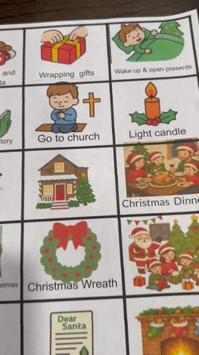 15 Pec Merry Christmas Communication Picture flash Card therapy black ...