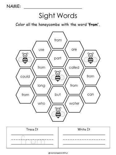 Sight Words Practice, Fry First Hundred Worksheets, Kindergarten ...