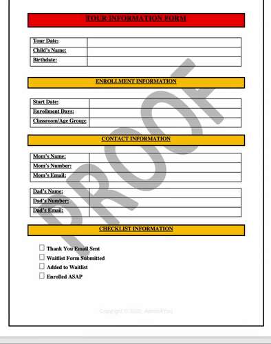 Tour Information Form by Admin 4 You | TPT