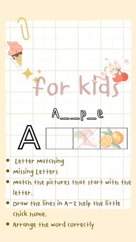 Learn & fun with alphabet vocabulary for kindergarten by Chelly Homeschool